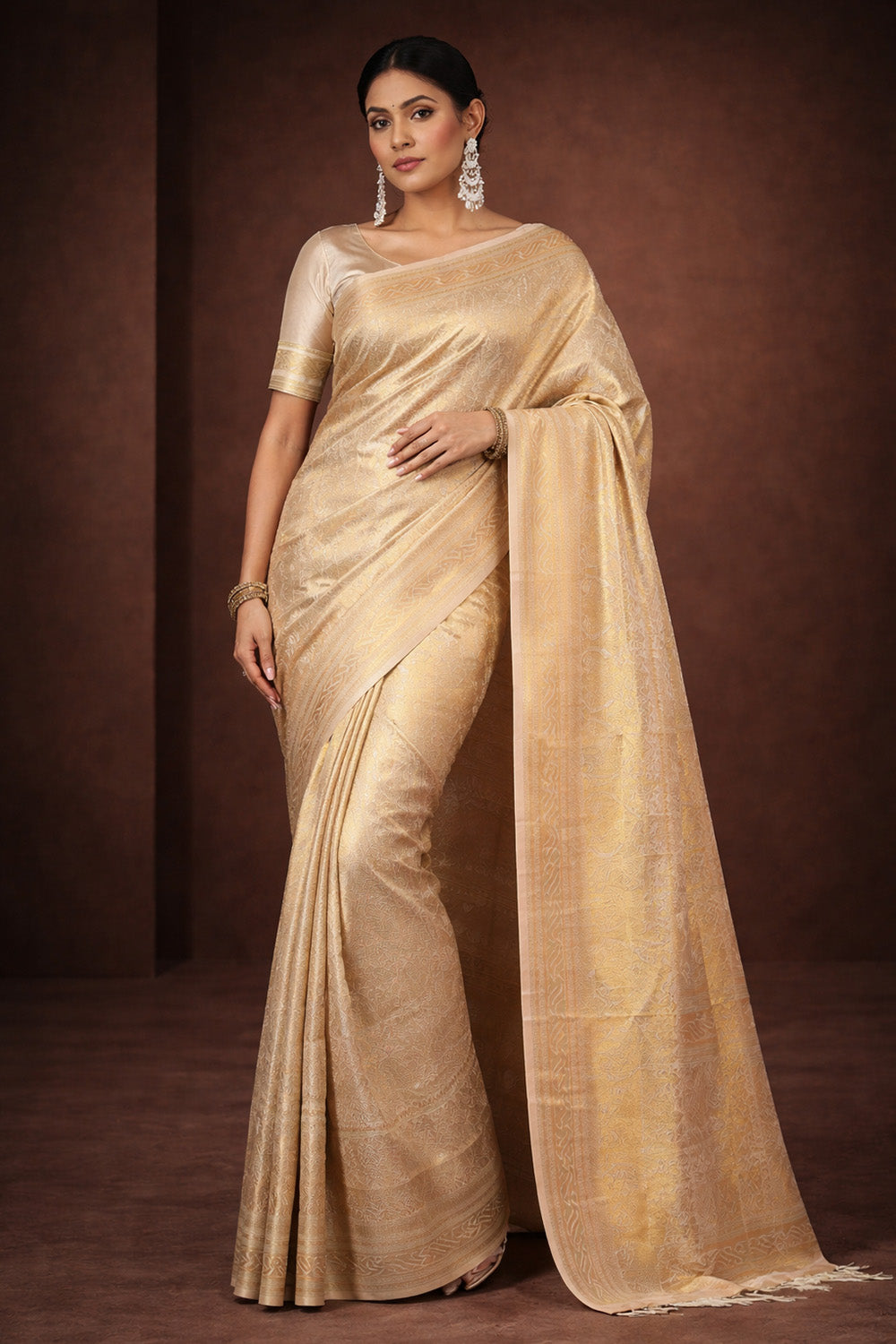 Abbey Beige Silk Handloom Weaving One Minute Saree – ONE MINUTE SAREE